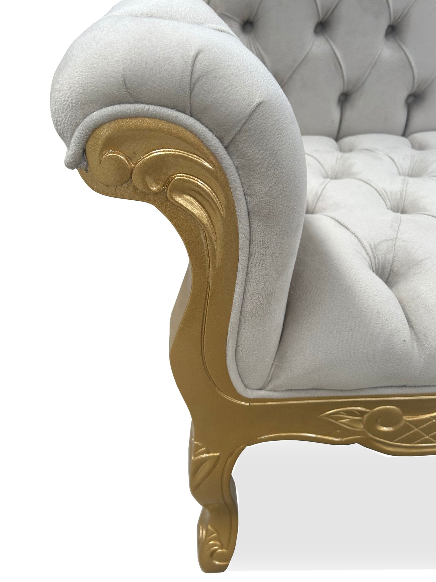 Chaise Divan Clássico Entalhado Luiz XV - Decorei Bem - Dourado