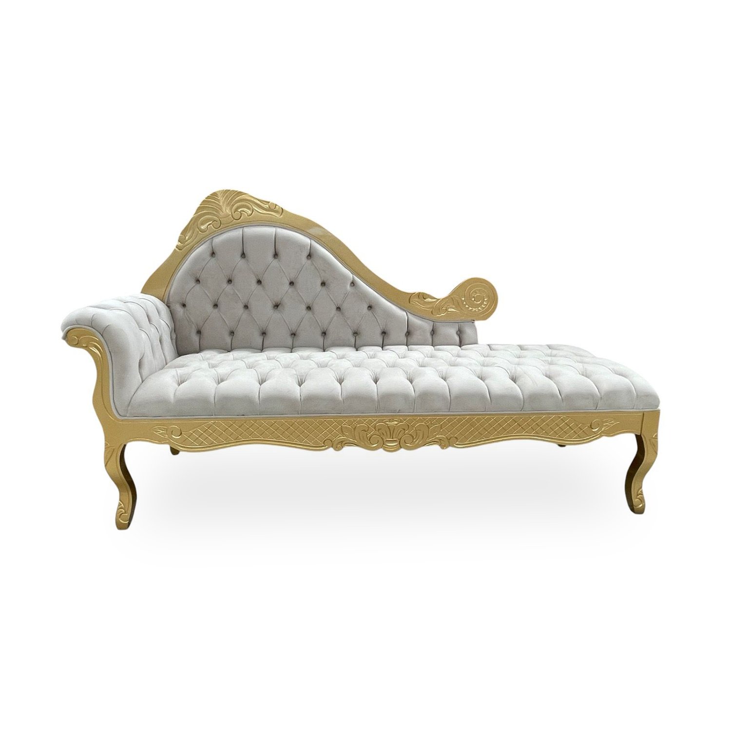 Chaise Divan Clássico Entalhado Luiz XV - Decorei Bem - Dourado